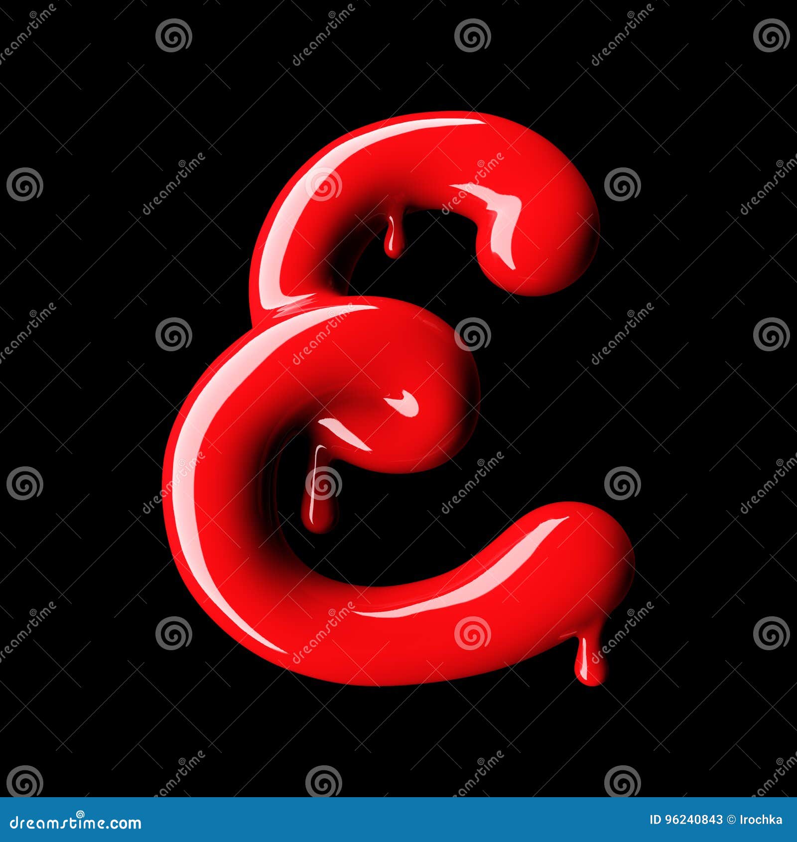 Glossy Red Letter E Uppercase. 3D Rendering Stock Illustration ...