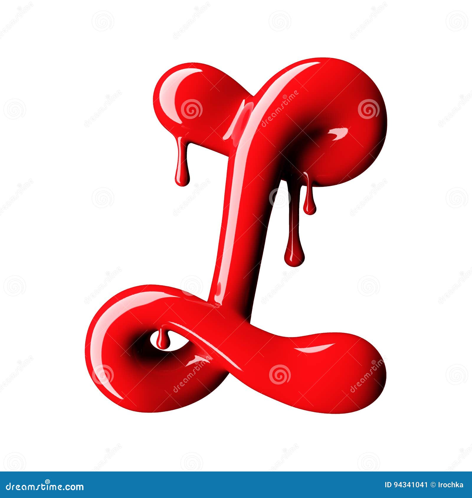 Glossy Red Letter L Uppercase. 3D Rendering Stock Illustration ...