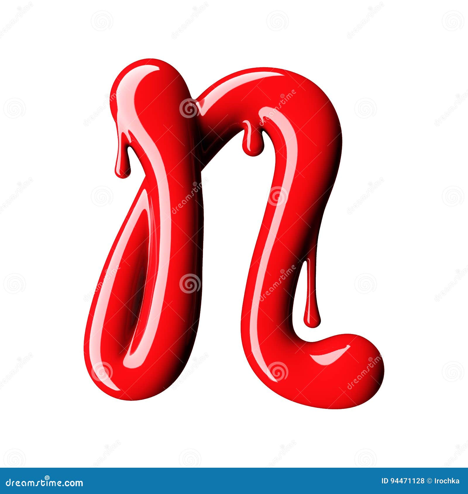 Glossy Red Letter N Uppercase. 3D Rendering Stock Illustration ...