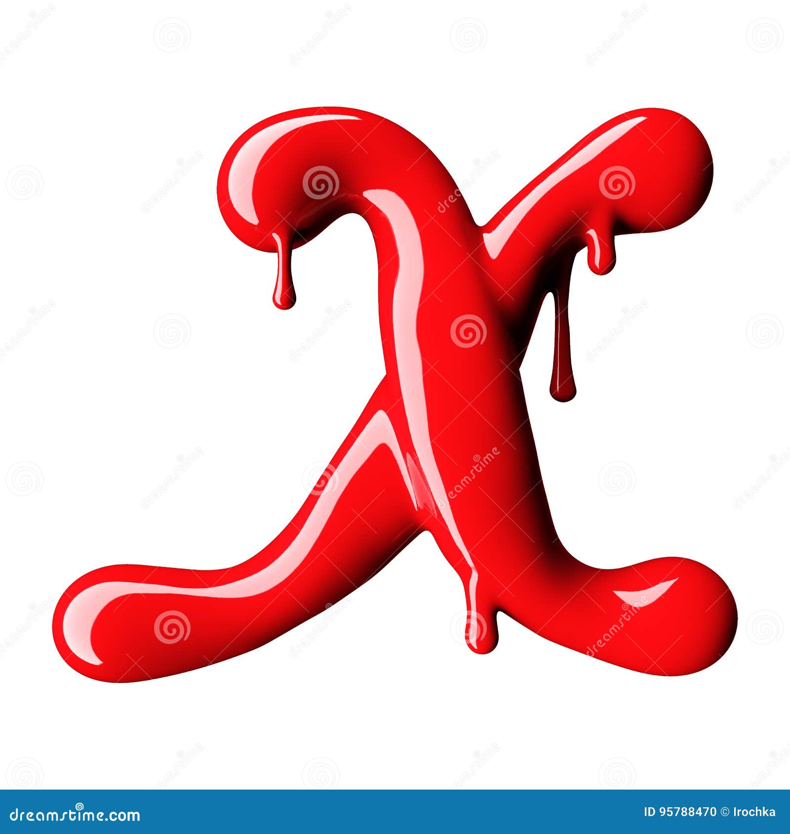 Glossy Red Letter X Uppercase. 3D Rendering Stock Illustration ...