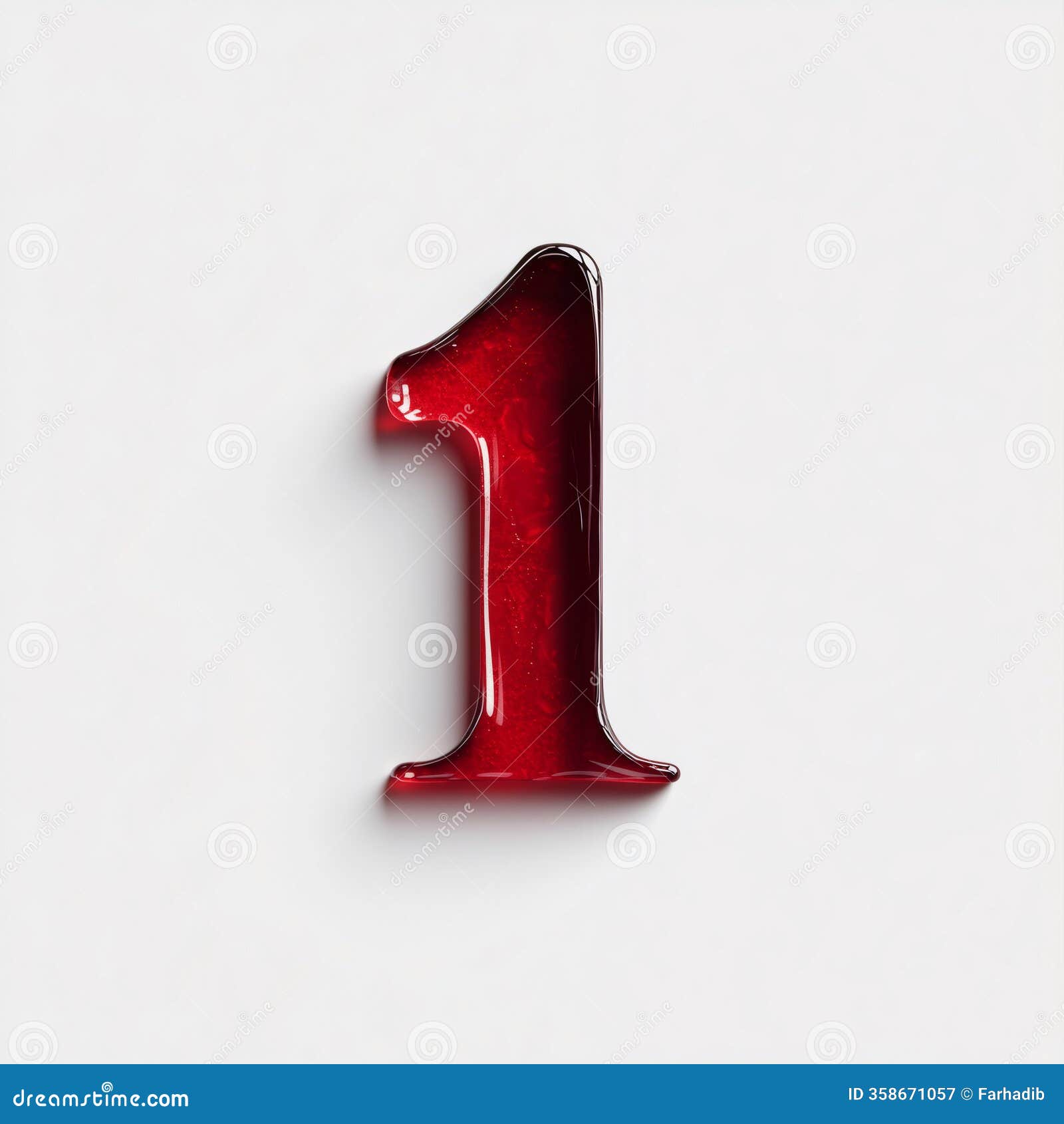 Glossy Red Number One on White Background Stock Illustration ...