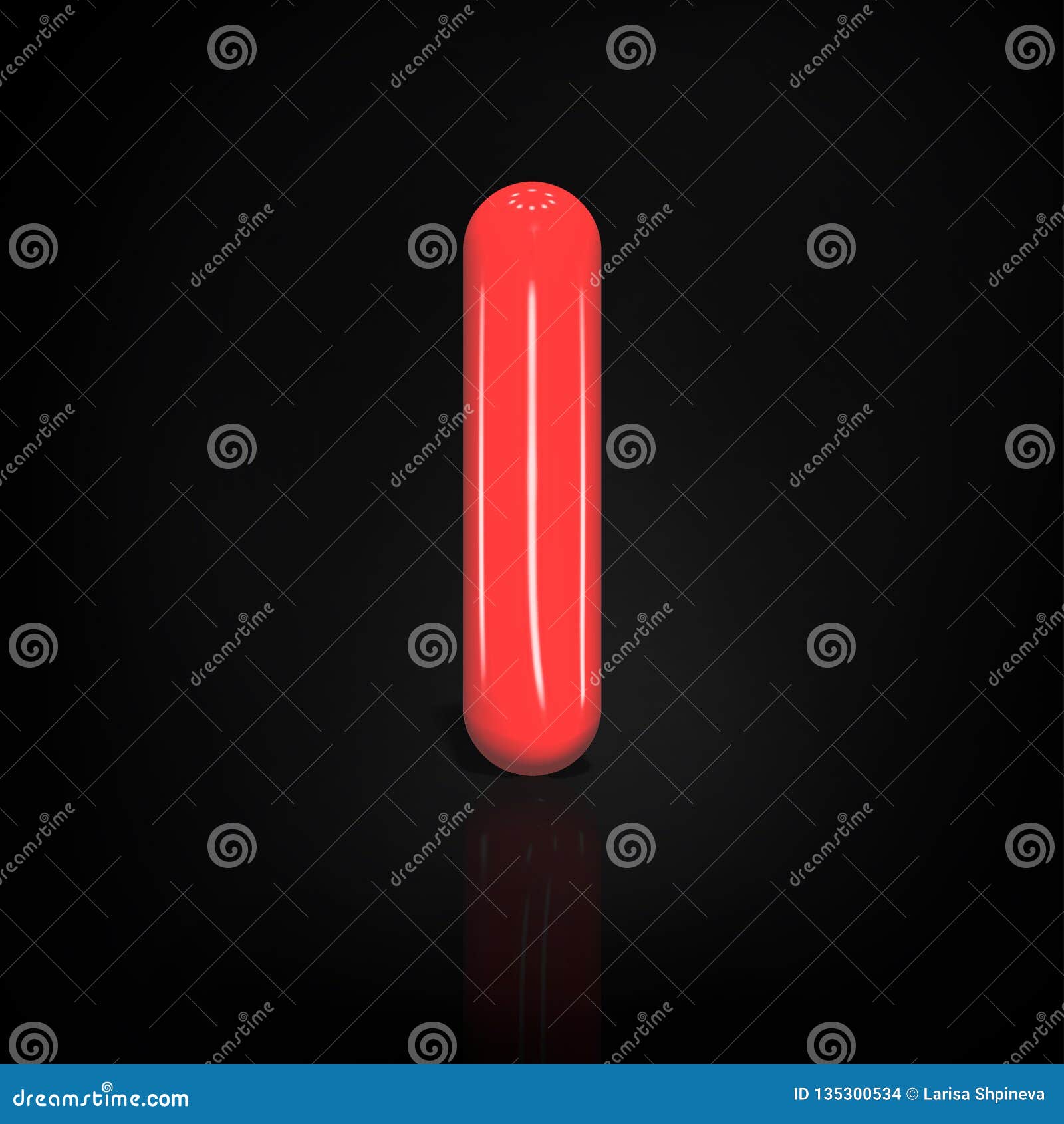 Glossy Red Paint Letter L Lowercase of Bubble Isolated on Black ...