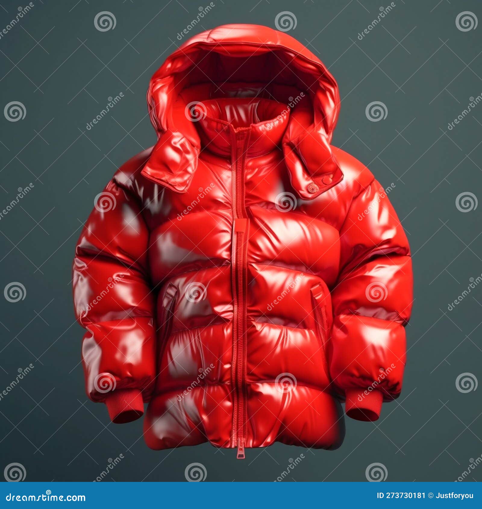 Glossy Red Puffy Jacket. Generative AI Stock Illustration ...