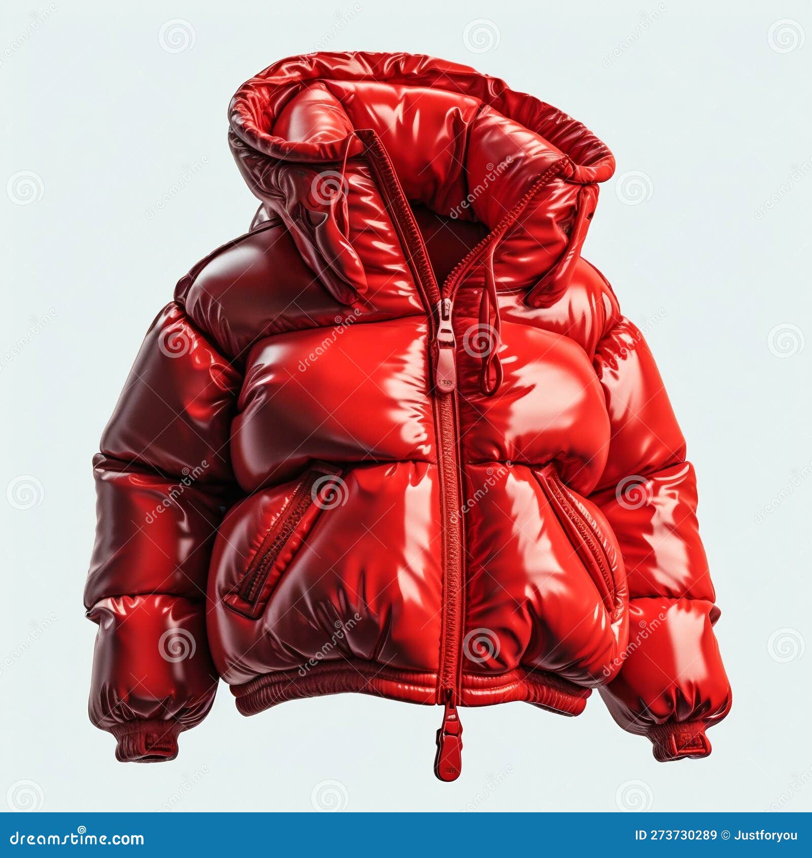 Glossy Red Puffy Jacket. Generative AI Stock Illustration ...