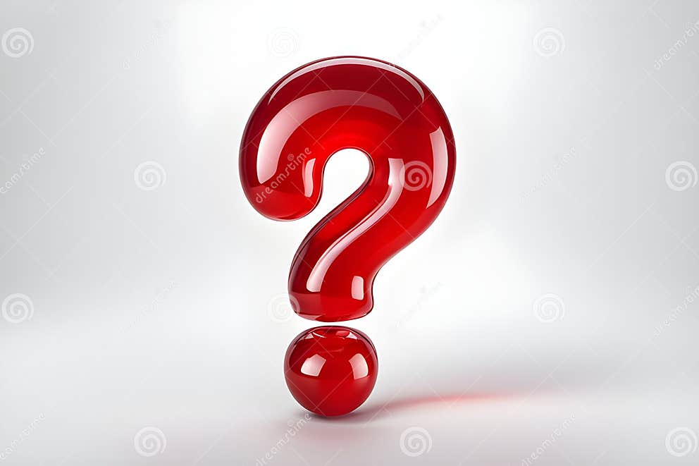 A Glossy Red Question Mark Against a Stark White Backdrop, 3D Style ...