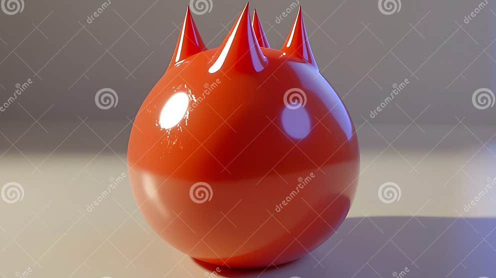 Glossy Red Sphere with Spikes Reflecting Light Stock Illustration ...