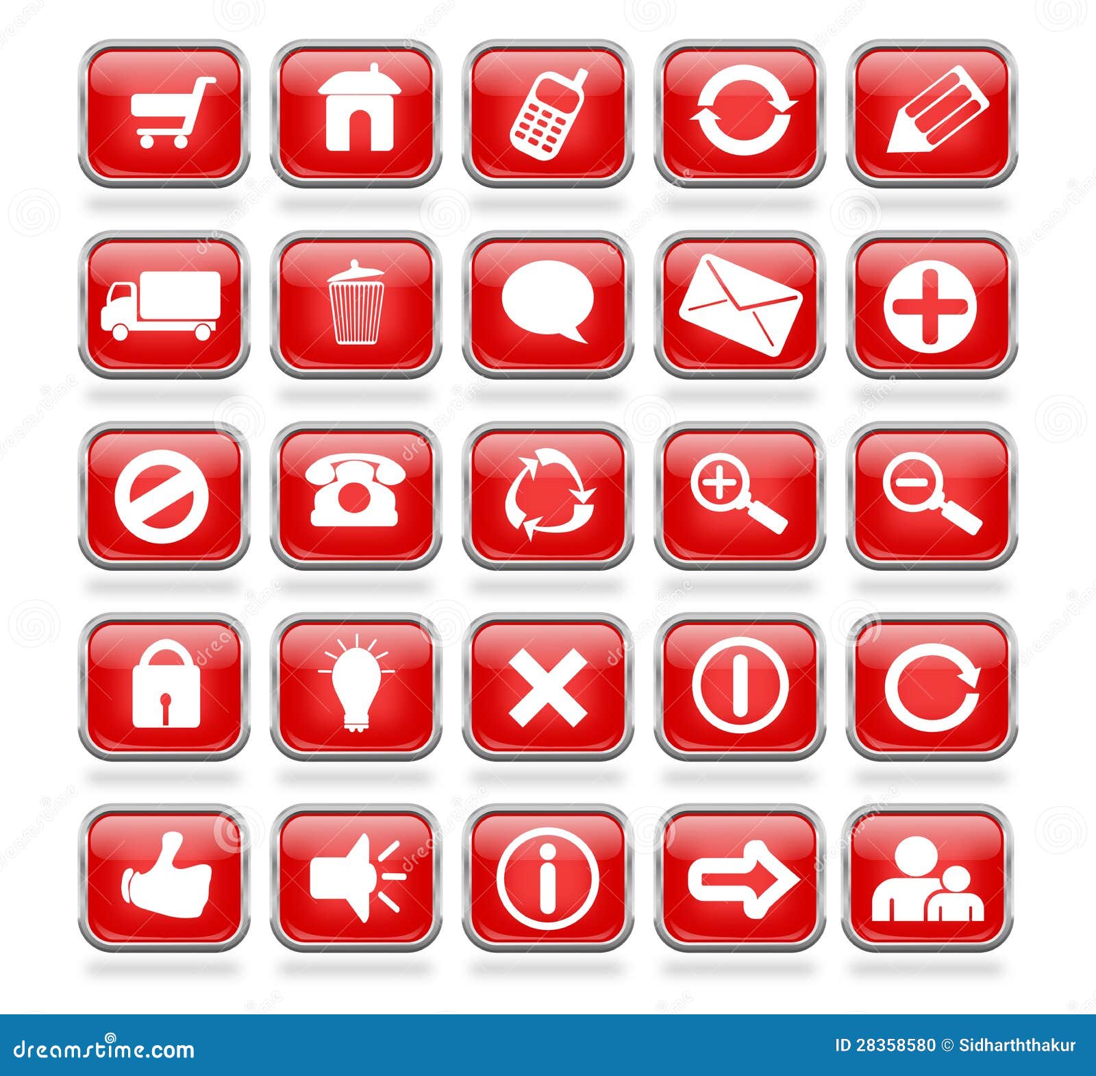Glossy Red Square Web Buttons Stock Illustration - Illustration of ...