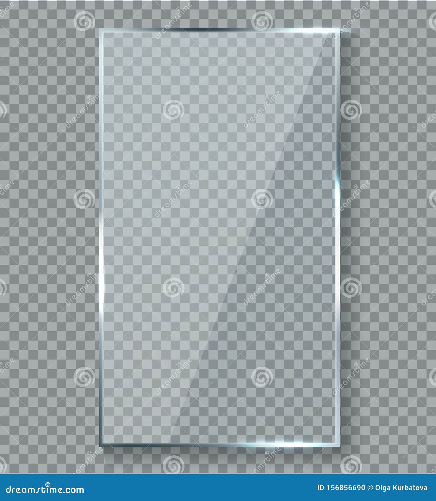 Glossy Reflection Effect. Transparency Window Glass Plastic with Brightreflections Plaque Vector ...