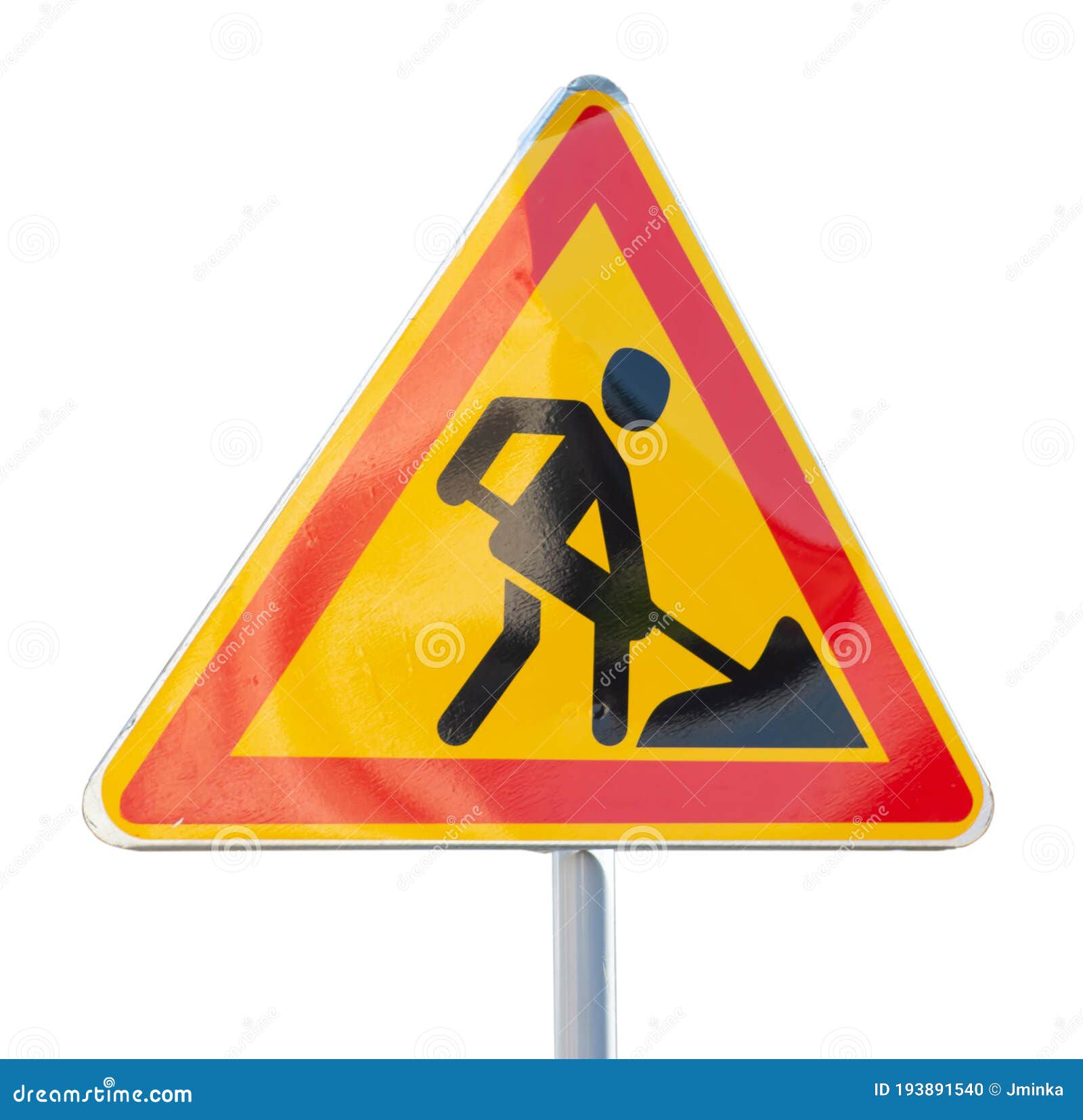 Glossy road works sign stock photo. Image of glossy - 193891540