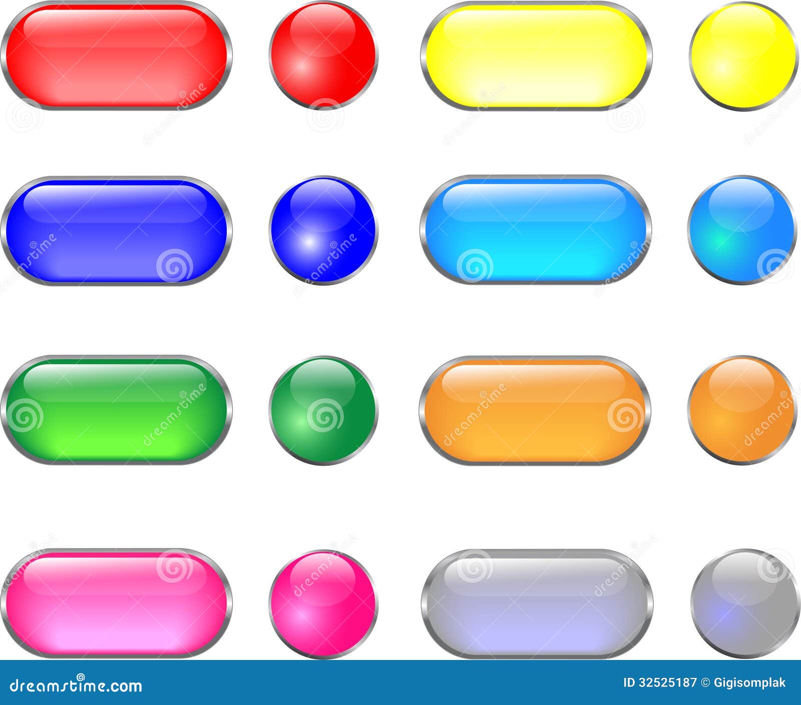 Glossy Round and Oval Button Stock Vector - Illustration of yellow ...