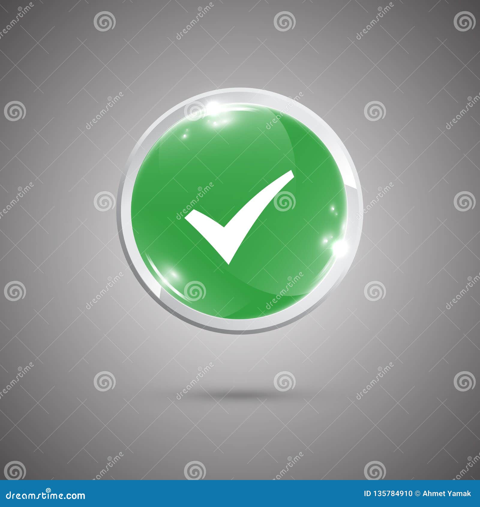 Glossy Rounded Button with Check Mark Stock Vector - Illustration of ...