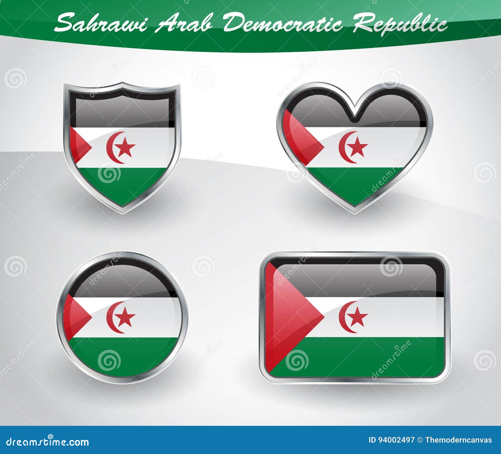 Glossy Sahrawi Arab Democratic Republic Flag Icon Set Stock Vector ...