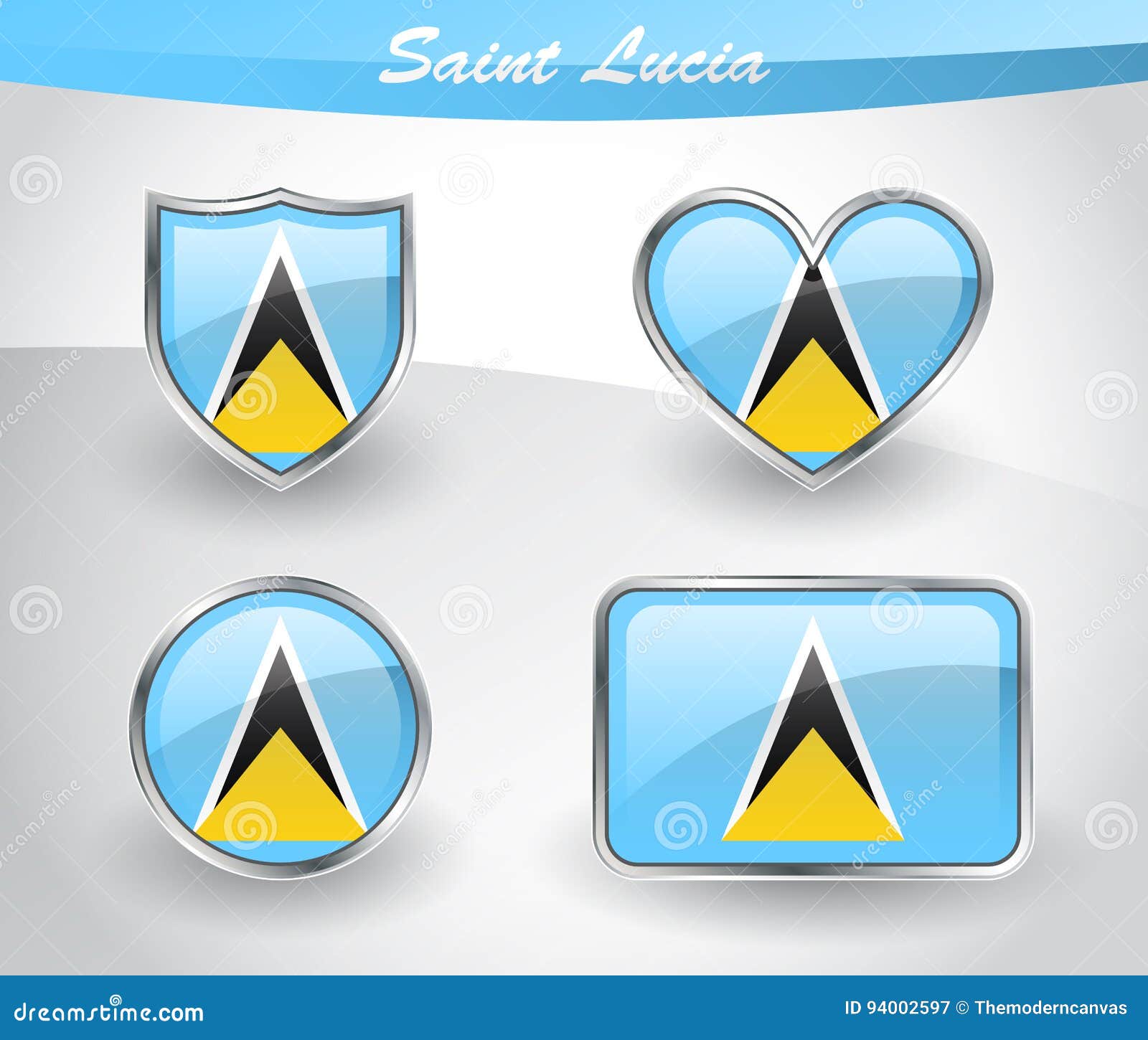 Glossy Saint Lucia Flag Icon Set Stock Vector - Illustration of icon ...