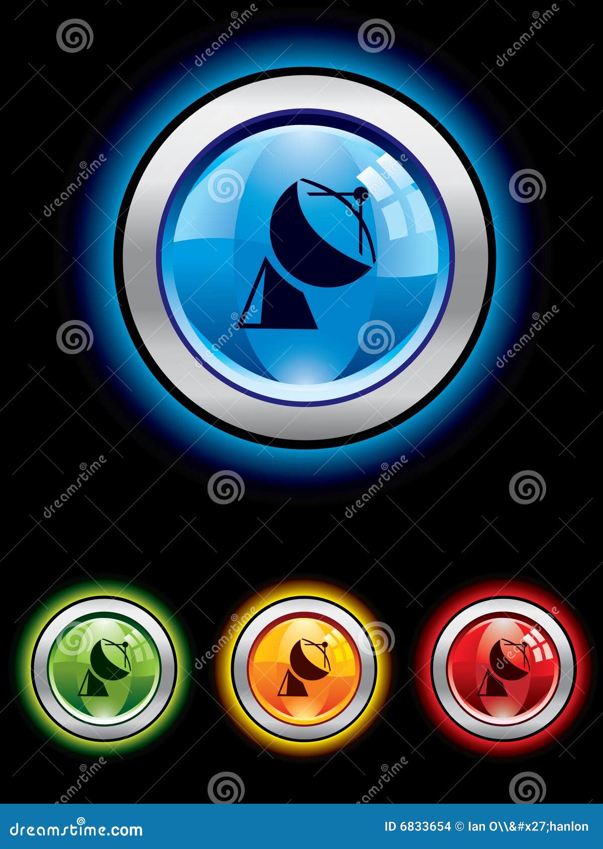 Glossy Satellite Dish Button Stock Vector - Illustration of green ...