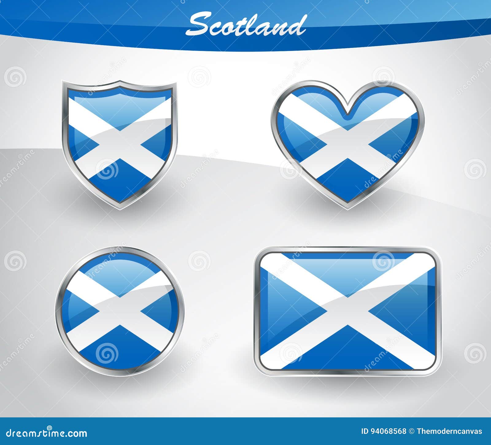 Glossy Scotland Flag Icon Set Stock Vector - Illustration of united ...