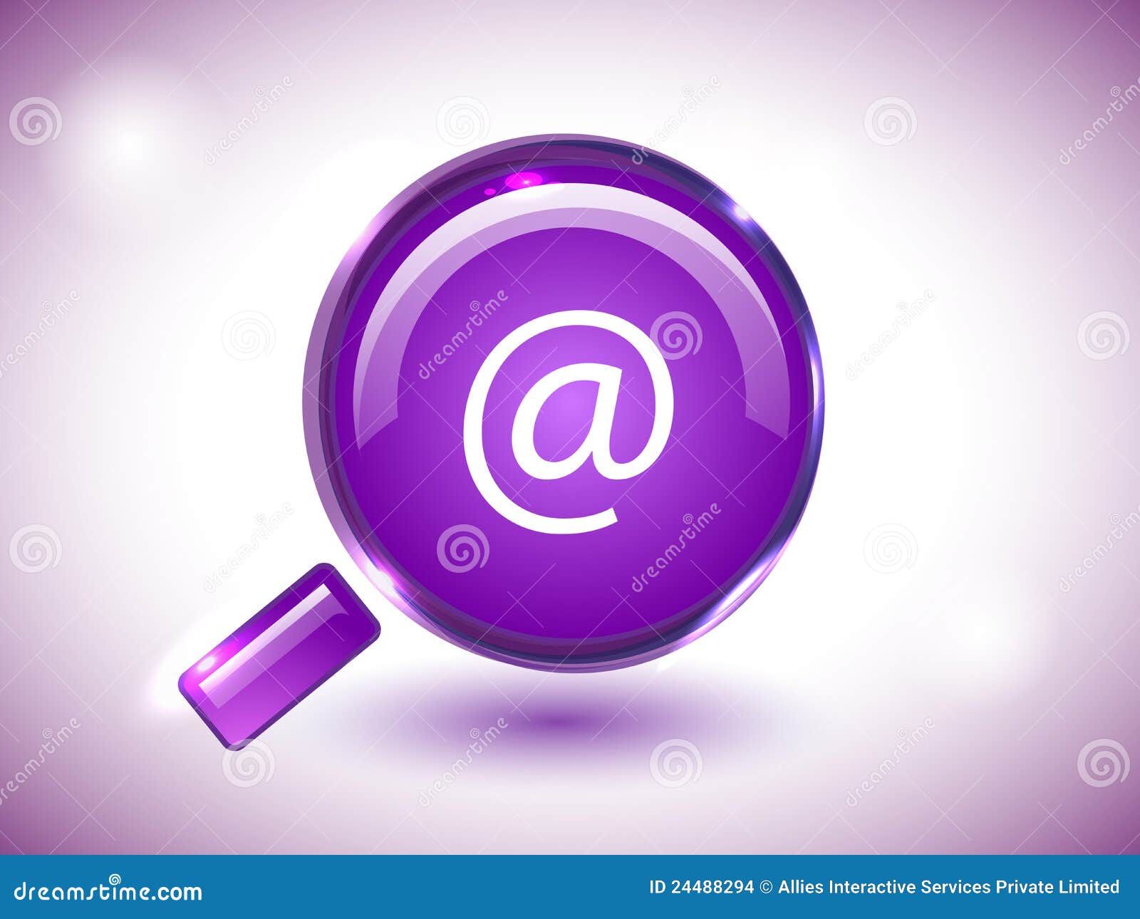 Glossy Search Icon in Purple Background. Stock Vector - Illustration of ...