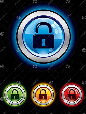 Glossy security button stock vector. Illustration of icon - 6833814
