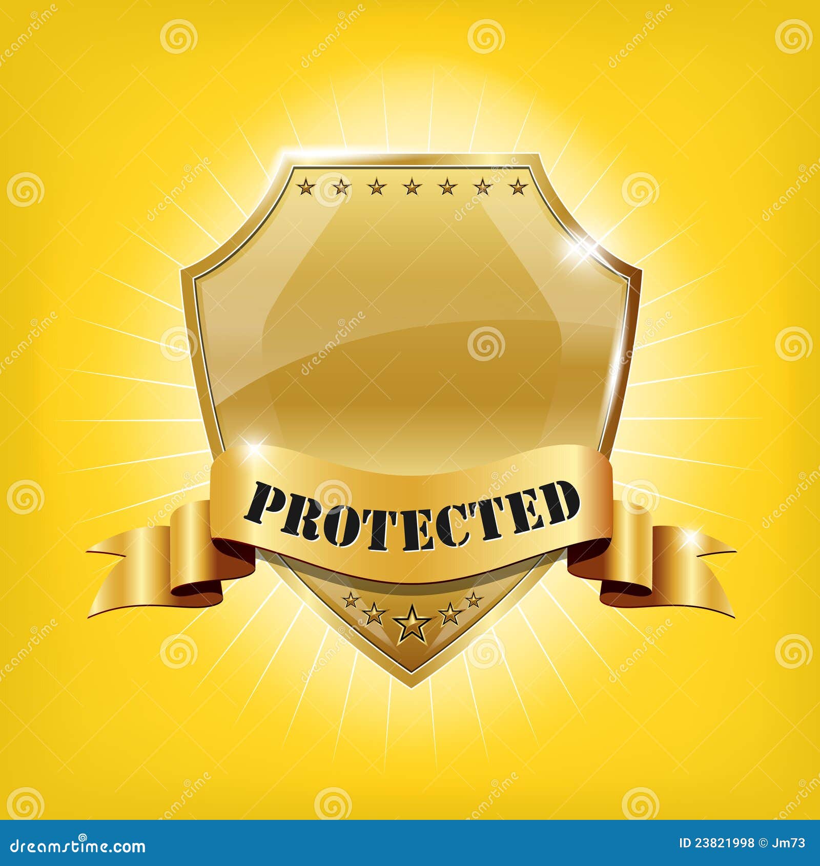 Glossy Security Golden Shield - PROTECTED Stock Vector - Illustration ...