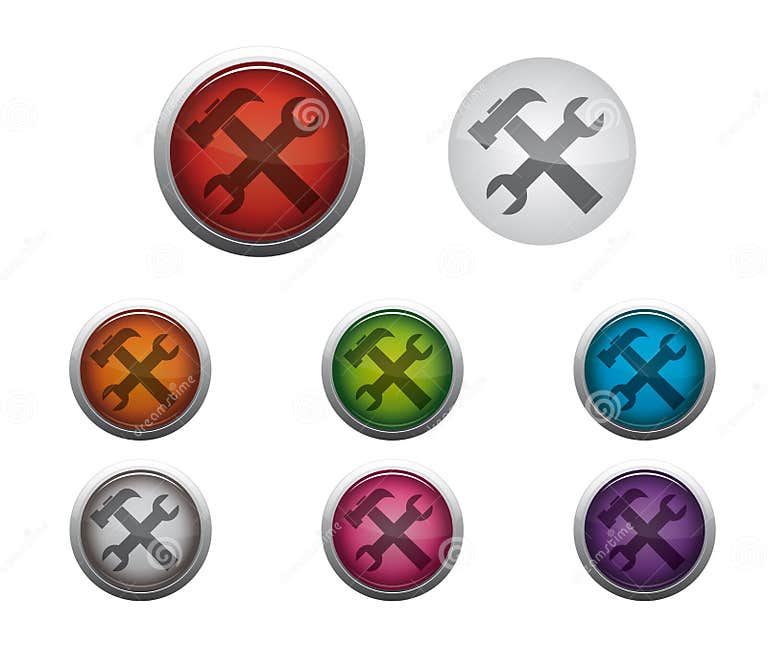 Glossy Settings Button stock vector. Illustration of metal - 16654148