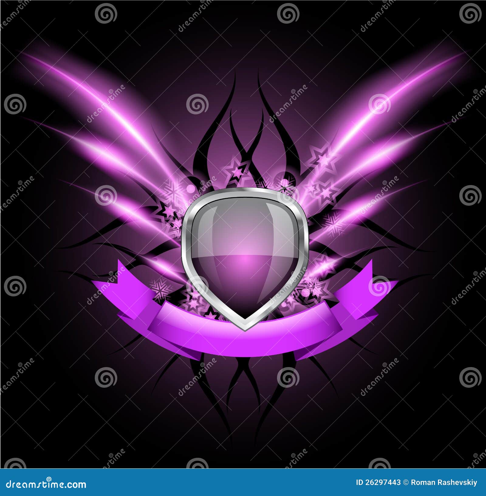 Glossy Shield Emblem on Dark Background Stock Vector - Illustration of ...