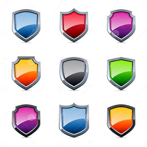 Glossy shield icons stock vector. Illustration of shield - 11629839