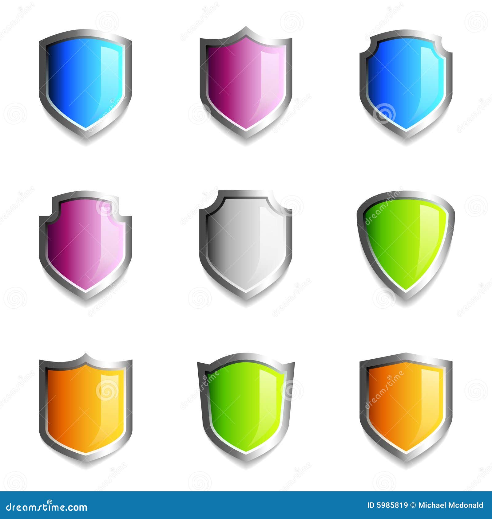 Glossy shield icons stock vector. Illustration of icons - 5985819
