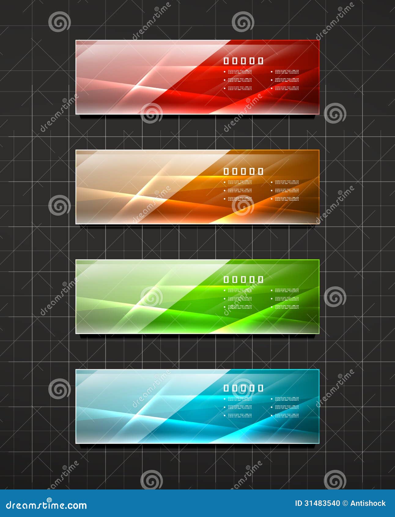 Glossy Shiny Banners on Black Stock Vector - Illustration of color ...