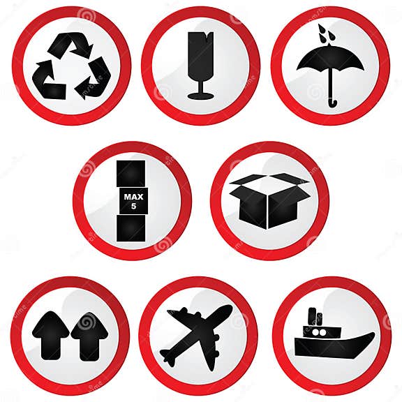 Glossy shipping signs stock vector. Illustration of instructions - 10077406