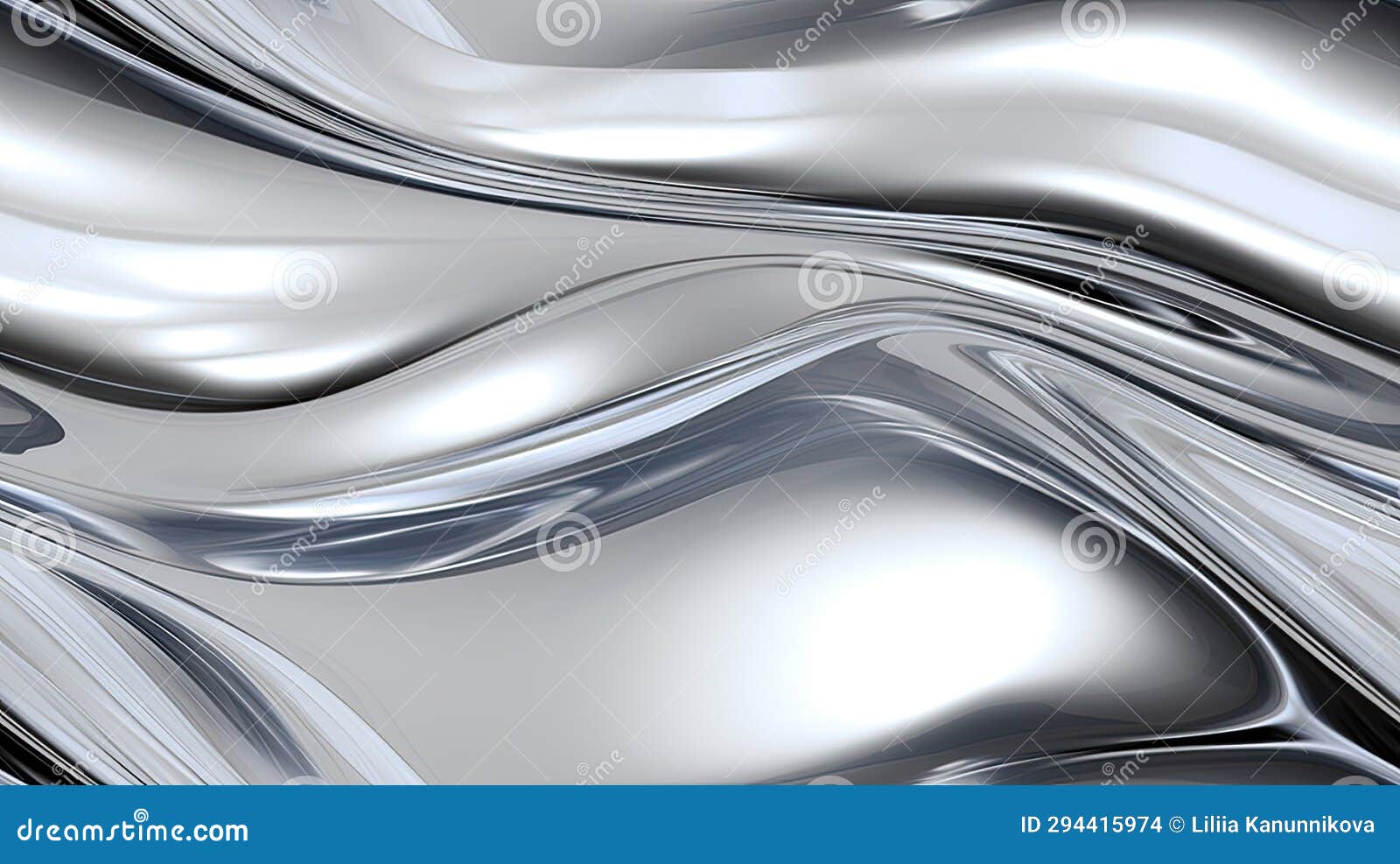 A Glossy Silver Metal Surface with a Fluid Chrome Mirror Effect ...