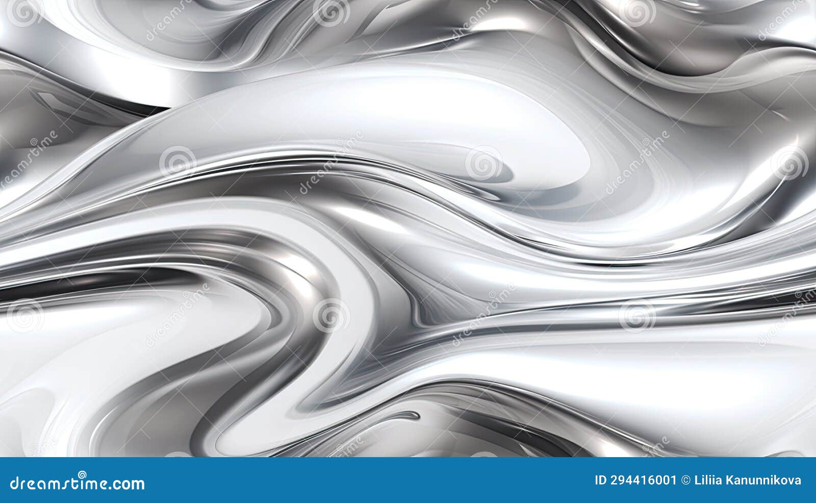 A Glossy Silver Metal Surface with a Fluid Chrome Mirror Effect ...