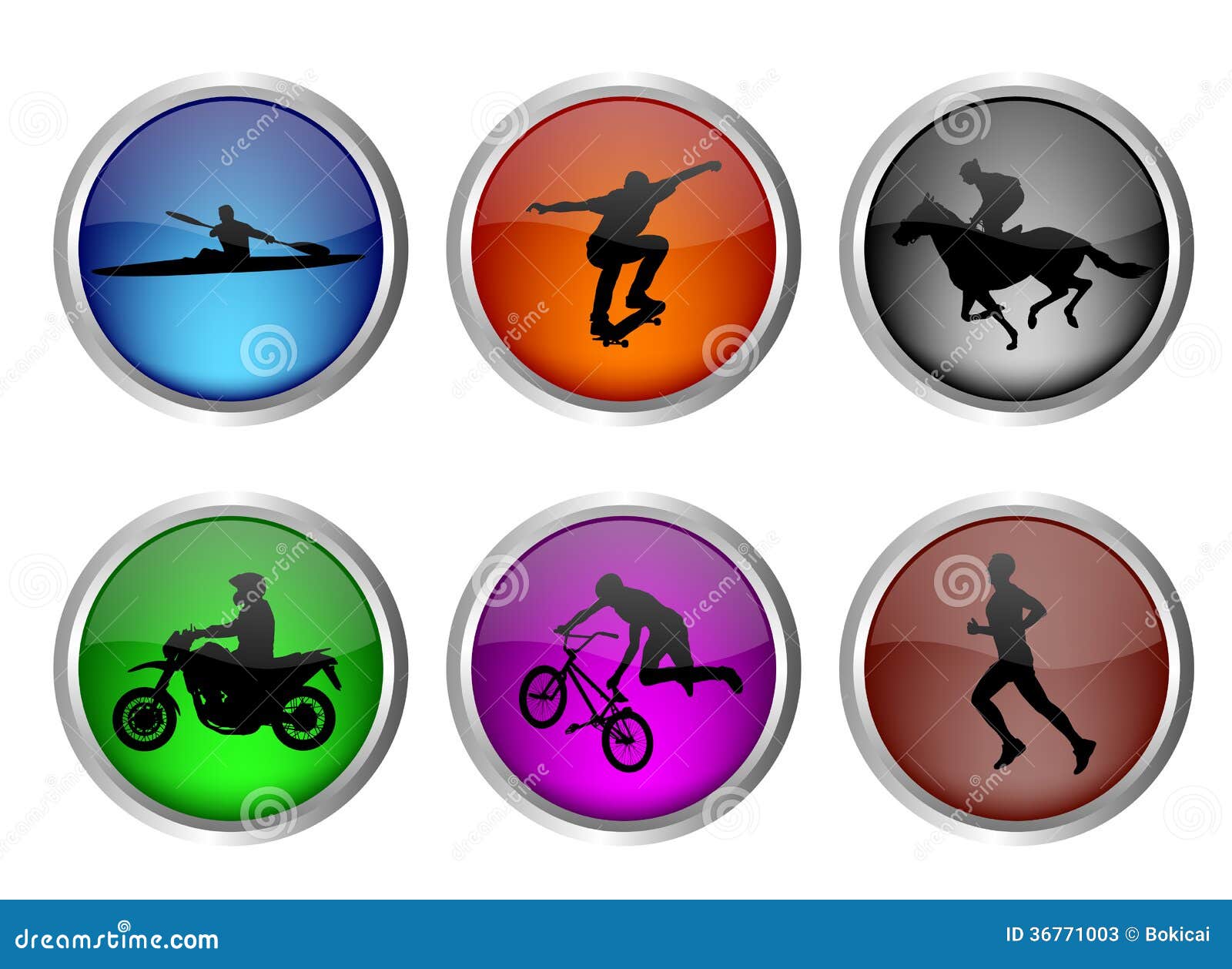 Glossy sport buttons stock vector. Illustration of cyclist - 36771003