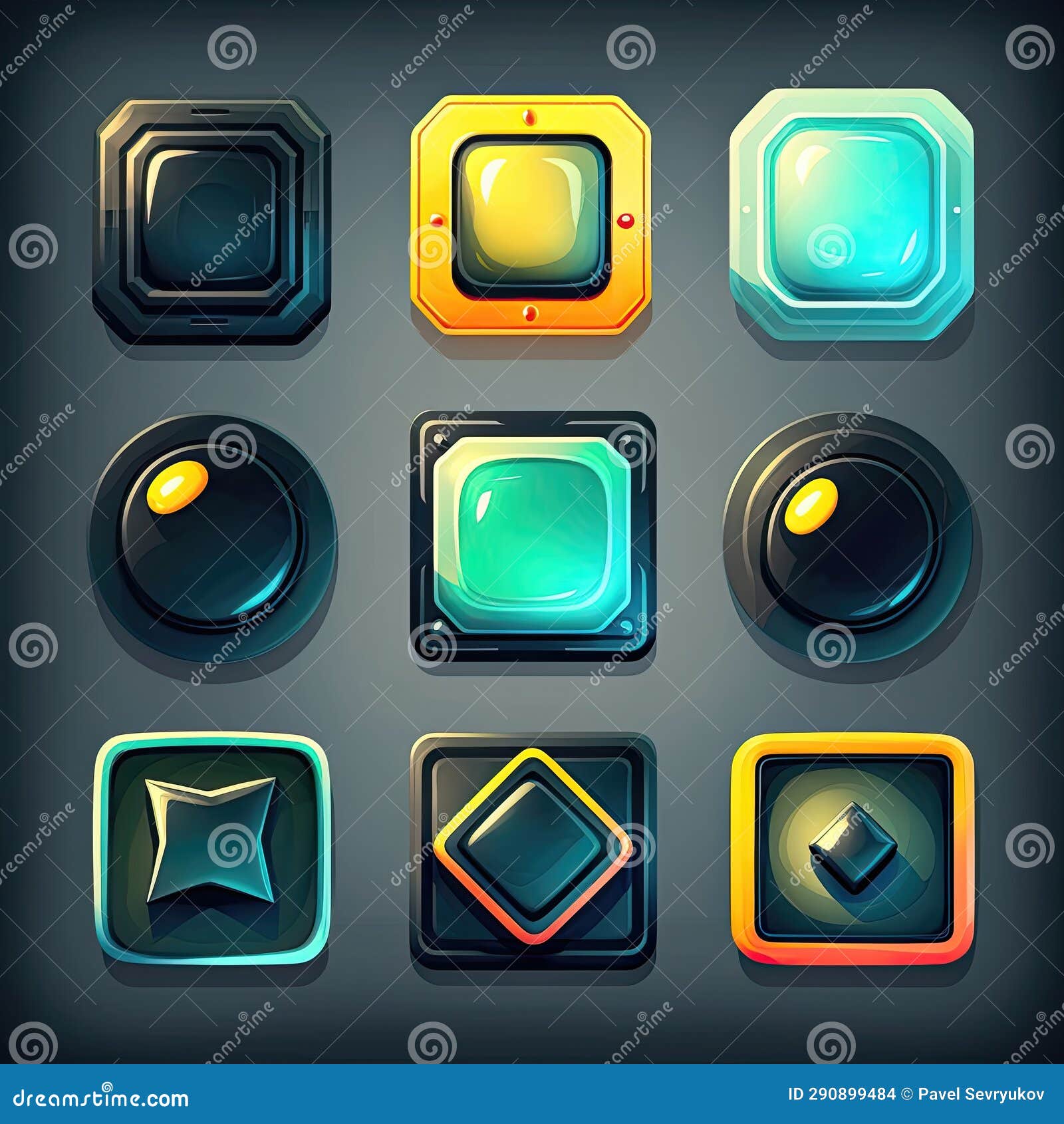 Glossy Square Game Button Ai Generated Stock Illustration ...