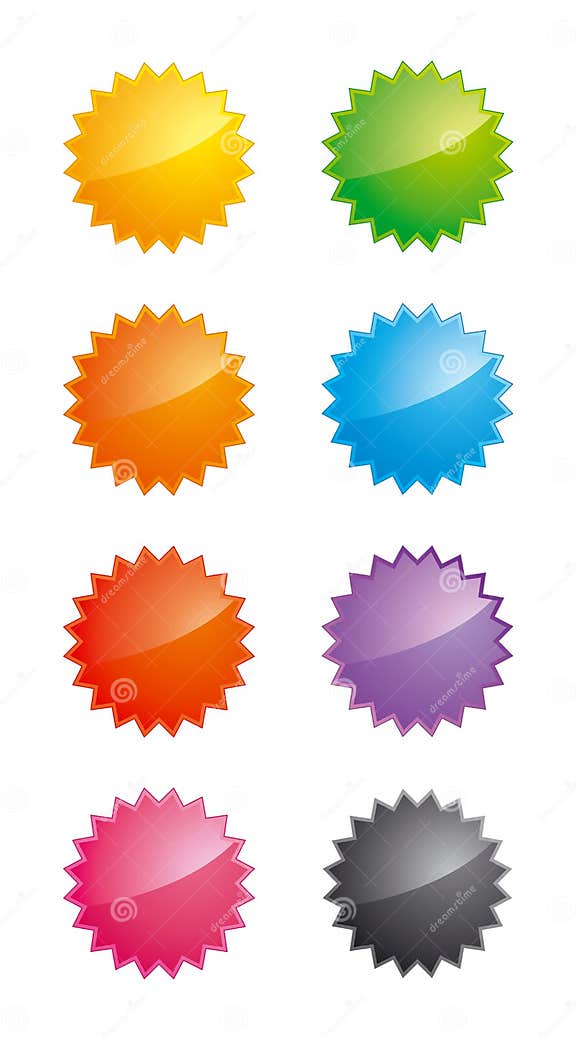 Glossy star-shaped labels stock vector. Illustration of pack - 9612455