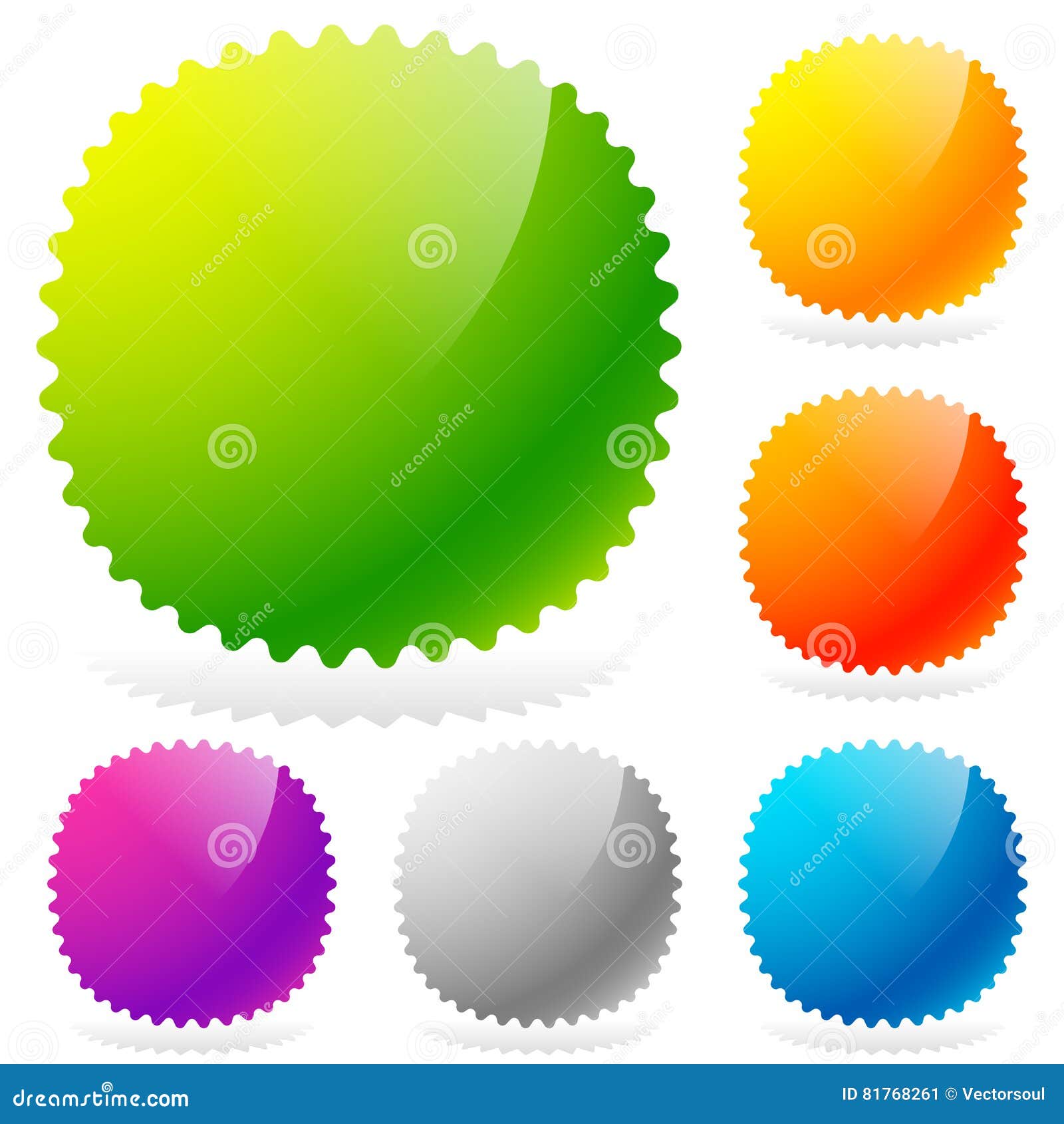 Glossy Starburst / Sunburst Design Elements in 6 Colors Stock Vector ...