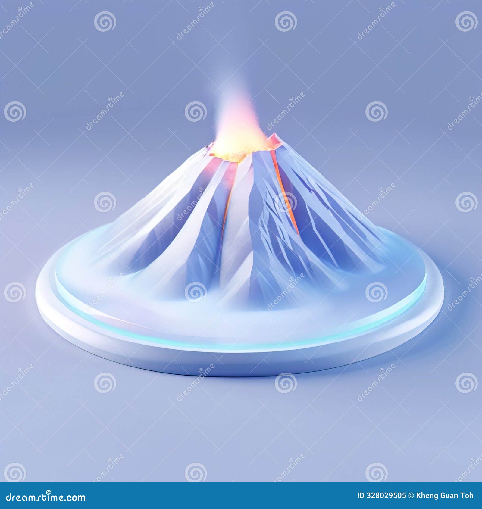 Glossy Stylized Glass Icon of Volcano Stock Illustration - Illustration ...