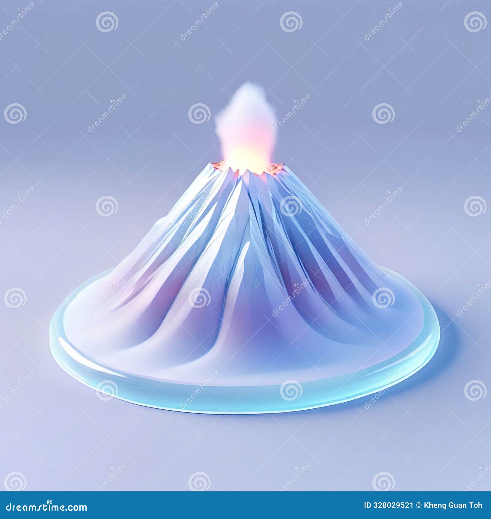 Glossy Stylized Glass Icon of Volcano Stock Illustration - Illustration ...