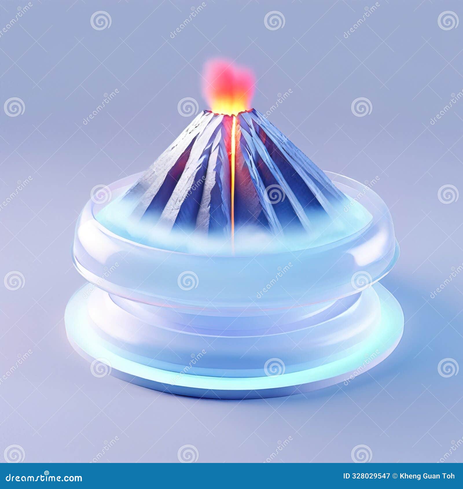Glossy Stylized Glass Icon of Volcano Stock Illustration - Illustration ...