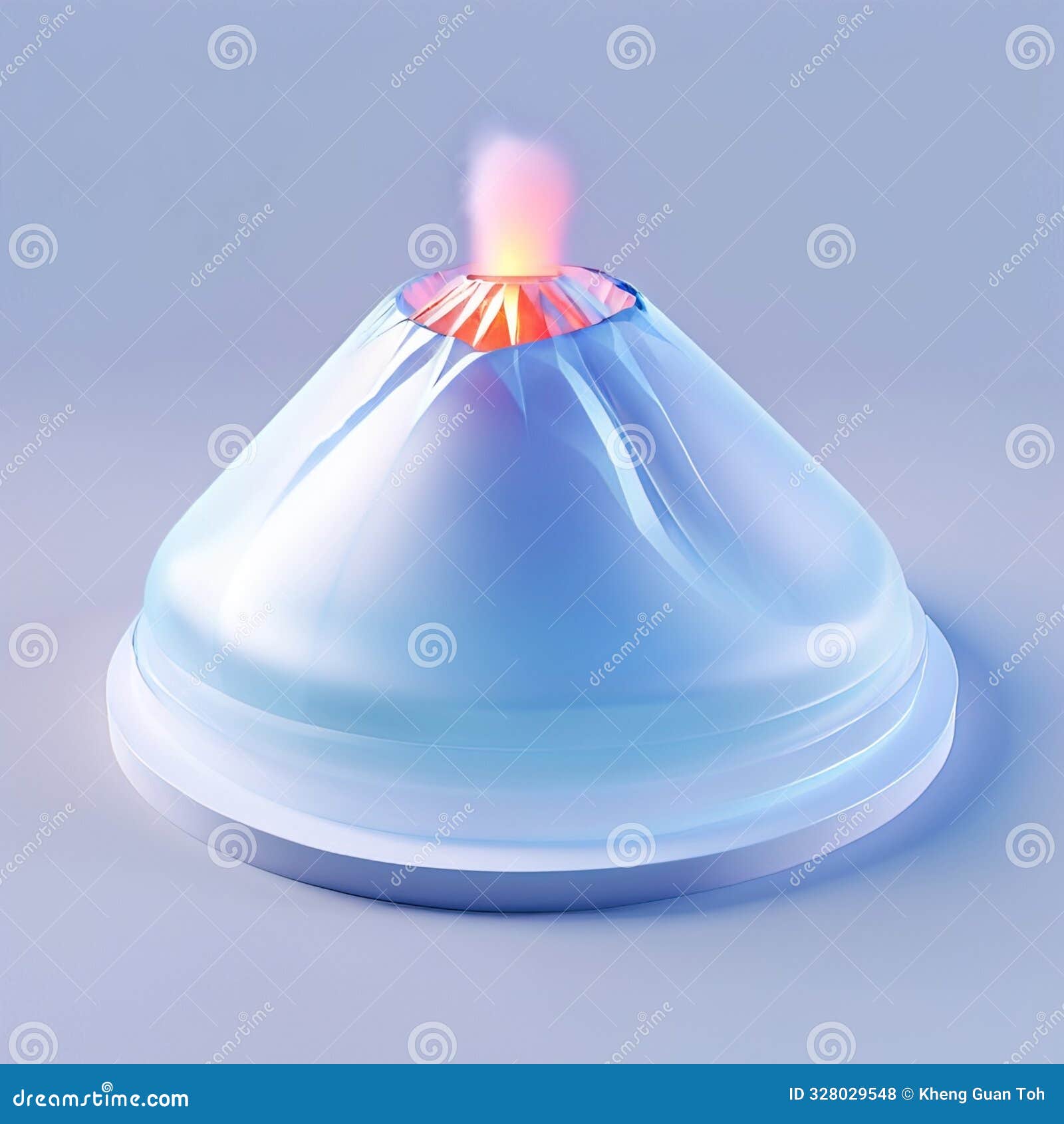 Glossy Stylized Glass Icon of Volcano Stock Illustration - Illustration ...