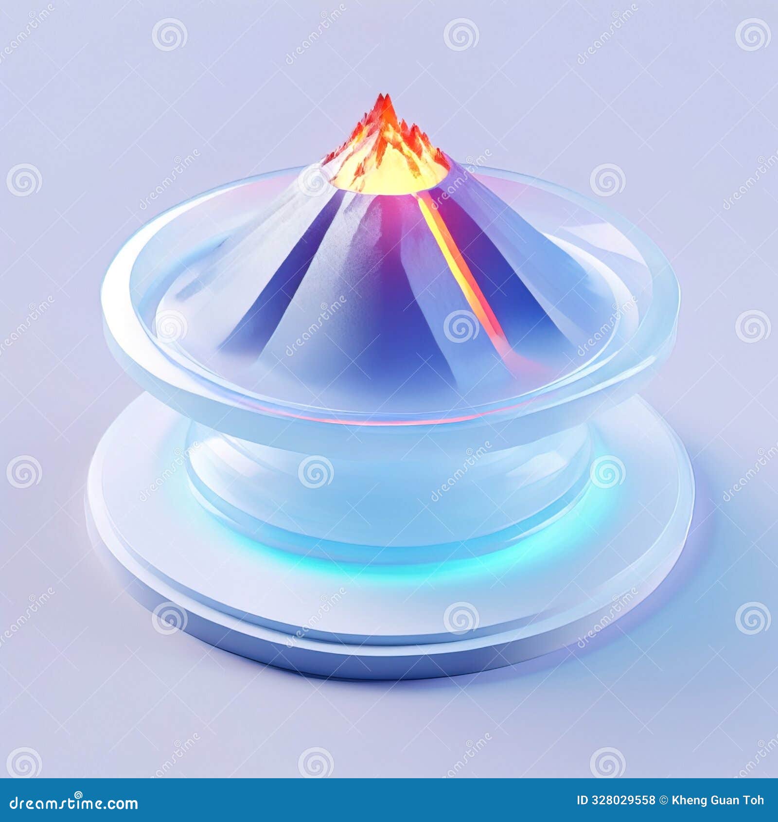 Glossy Stylized Glass Icon of Volcano Stock Illustration - Illustration ...