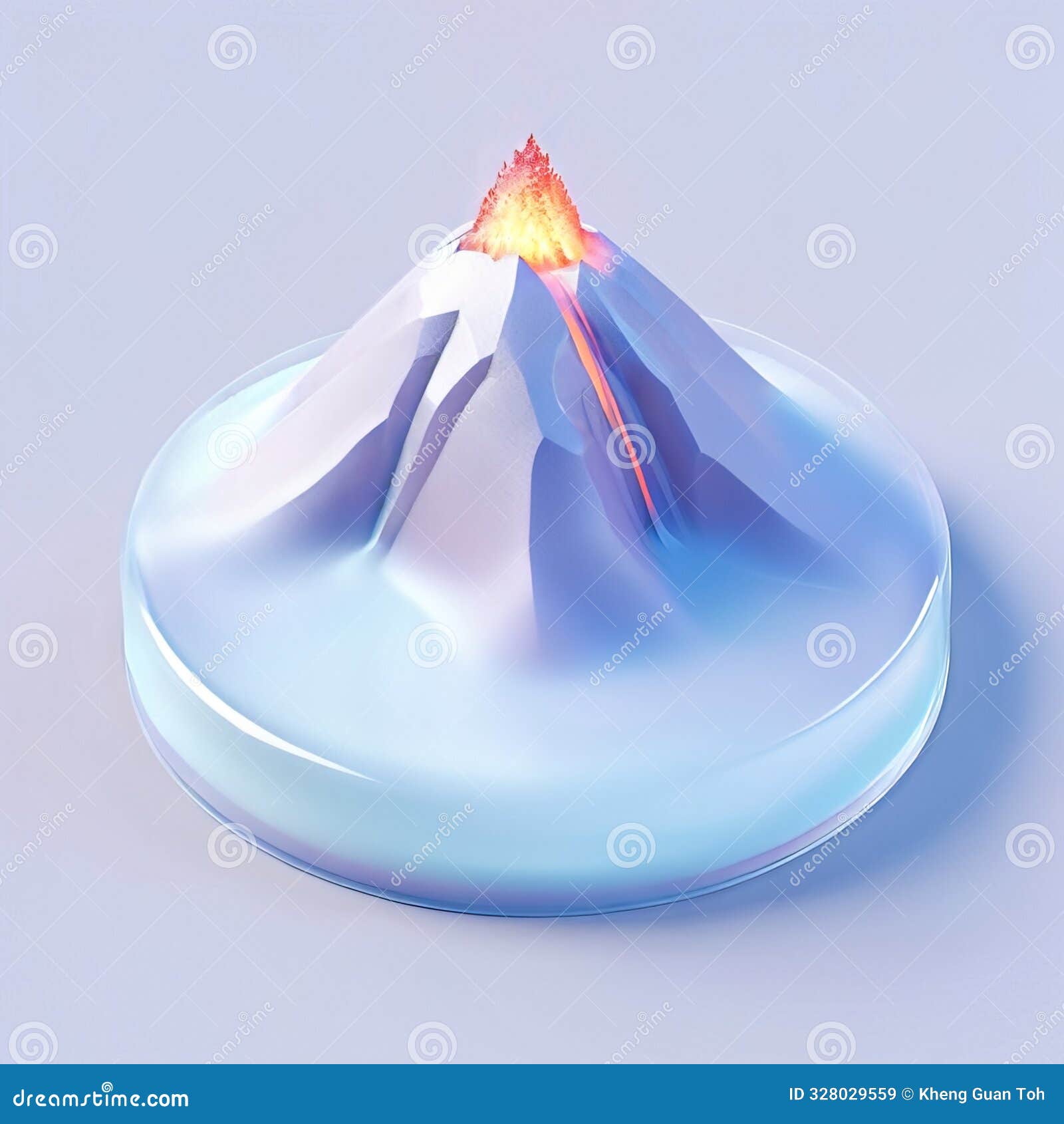 Glossy Stylized Glass Icon of Volcano Stock Illustration - Illustration ...