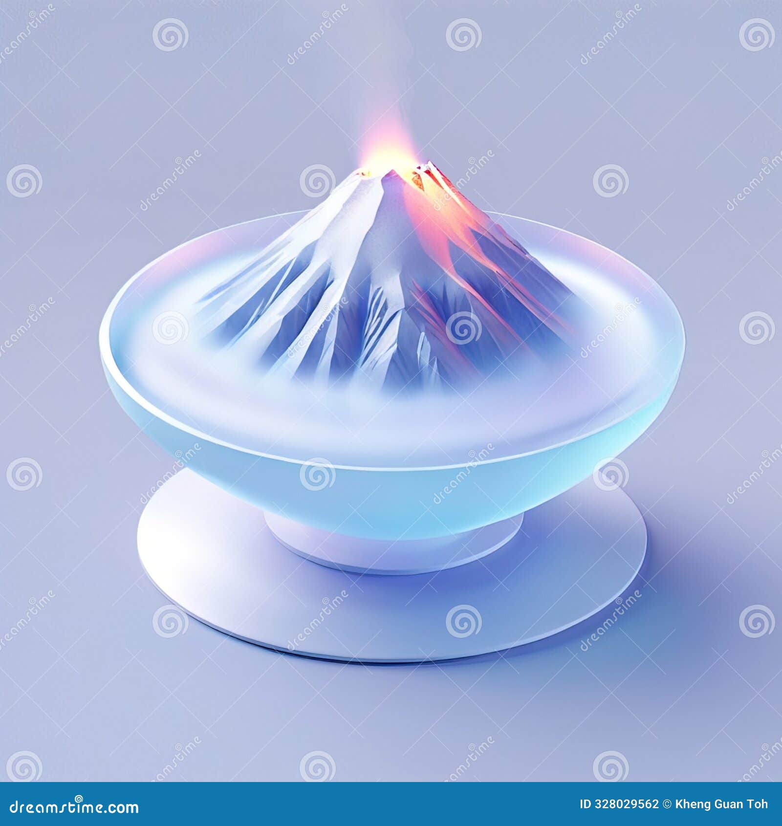 Glossy Stylized Glass Icon of Volcano Stock Illustration - Illustration ...