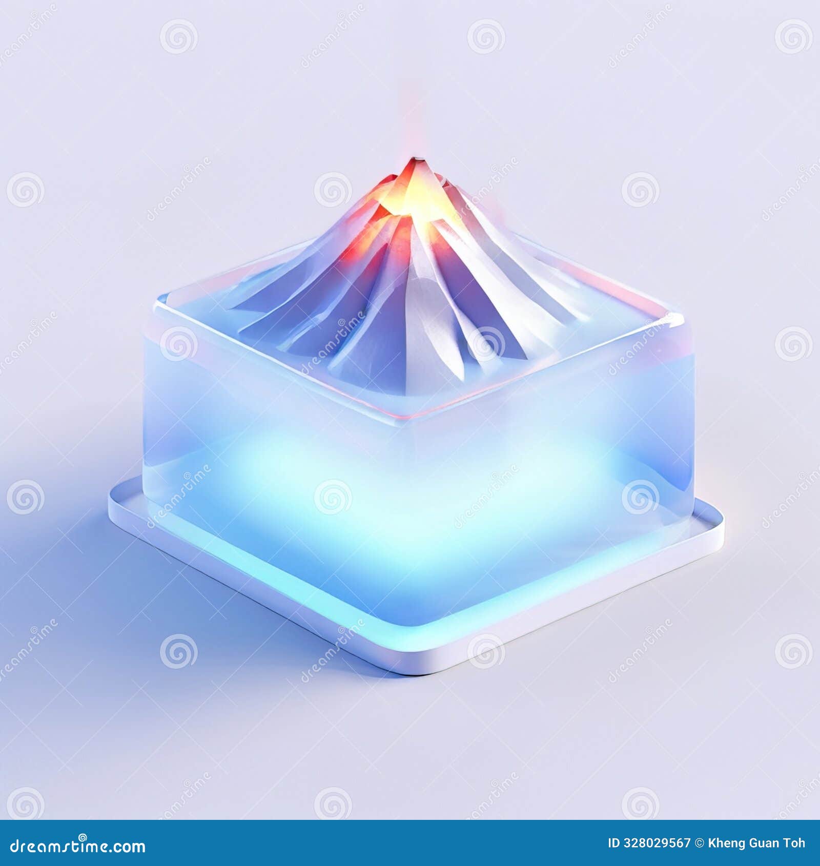 Glossy Stylized Glass Icon of Volcano Stock Illustration - Illustration ...