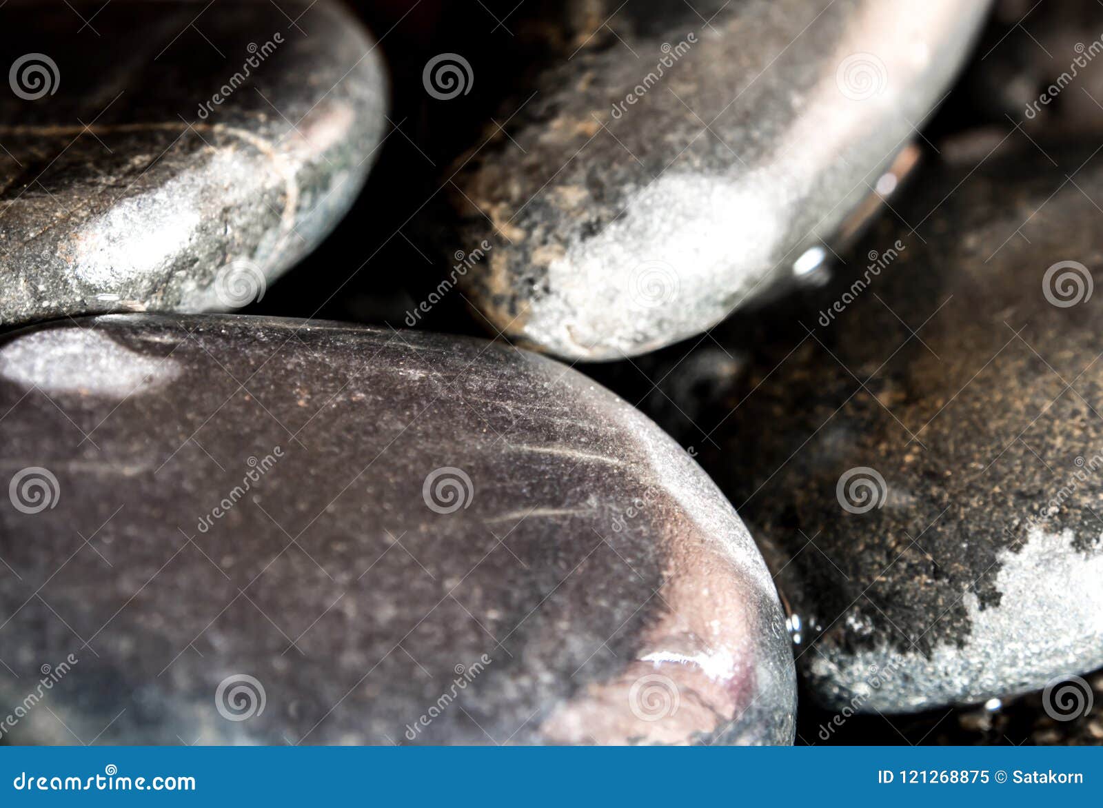 Round Black Stone on Ground beside the Waterfall Stock Image - Image of ...