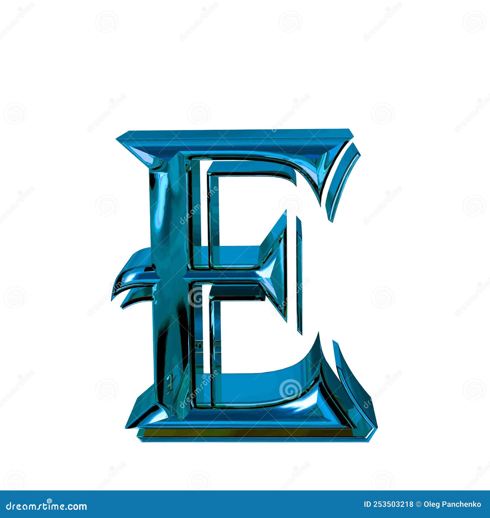 Glossy Three-dimensional Letters in Blue. Letter E Stock Vector ...