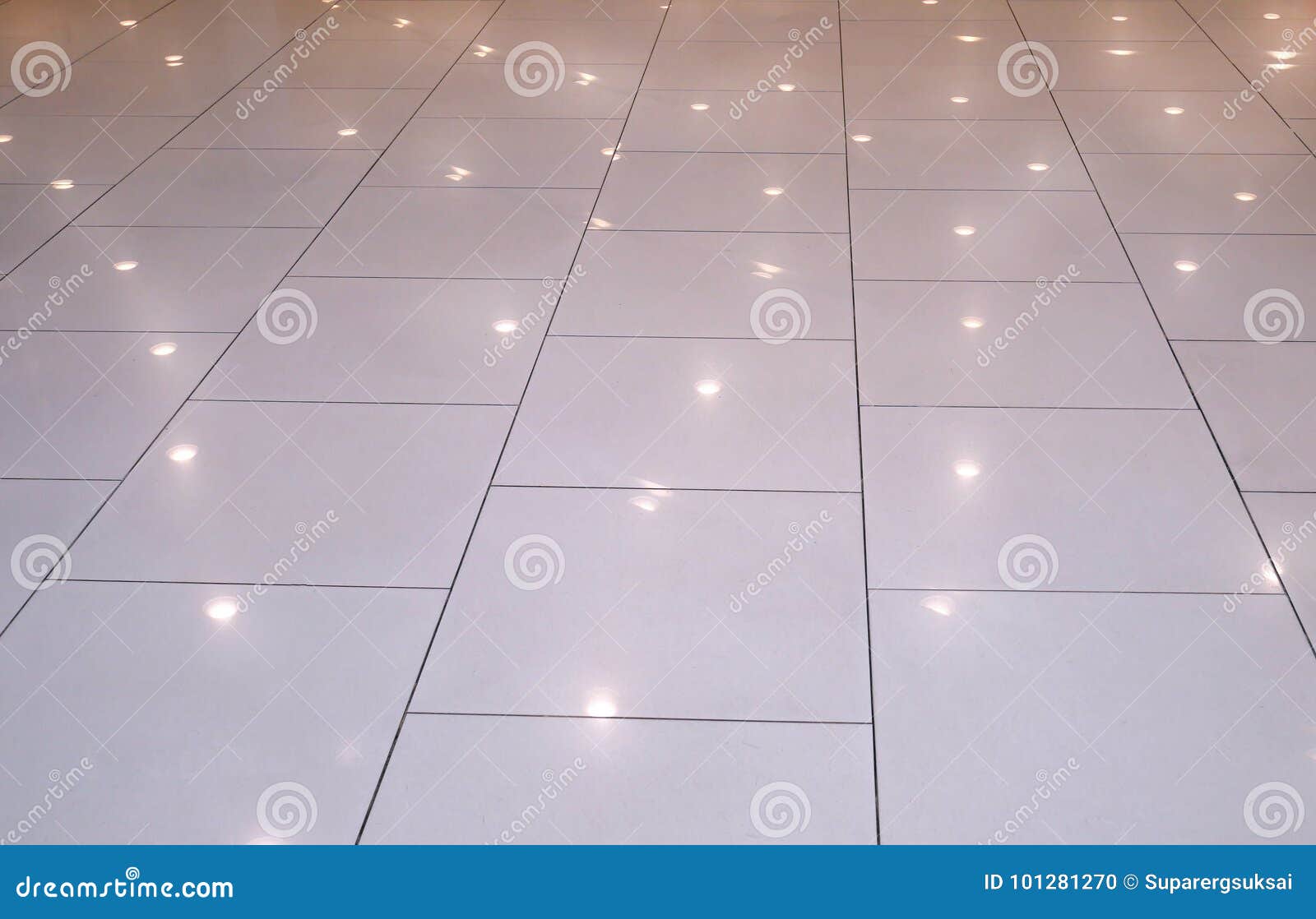Glossy Tiled Floor with Lighting Reflection Stock Photo - Image of city ...