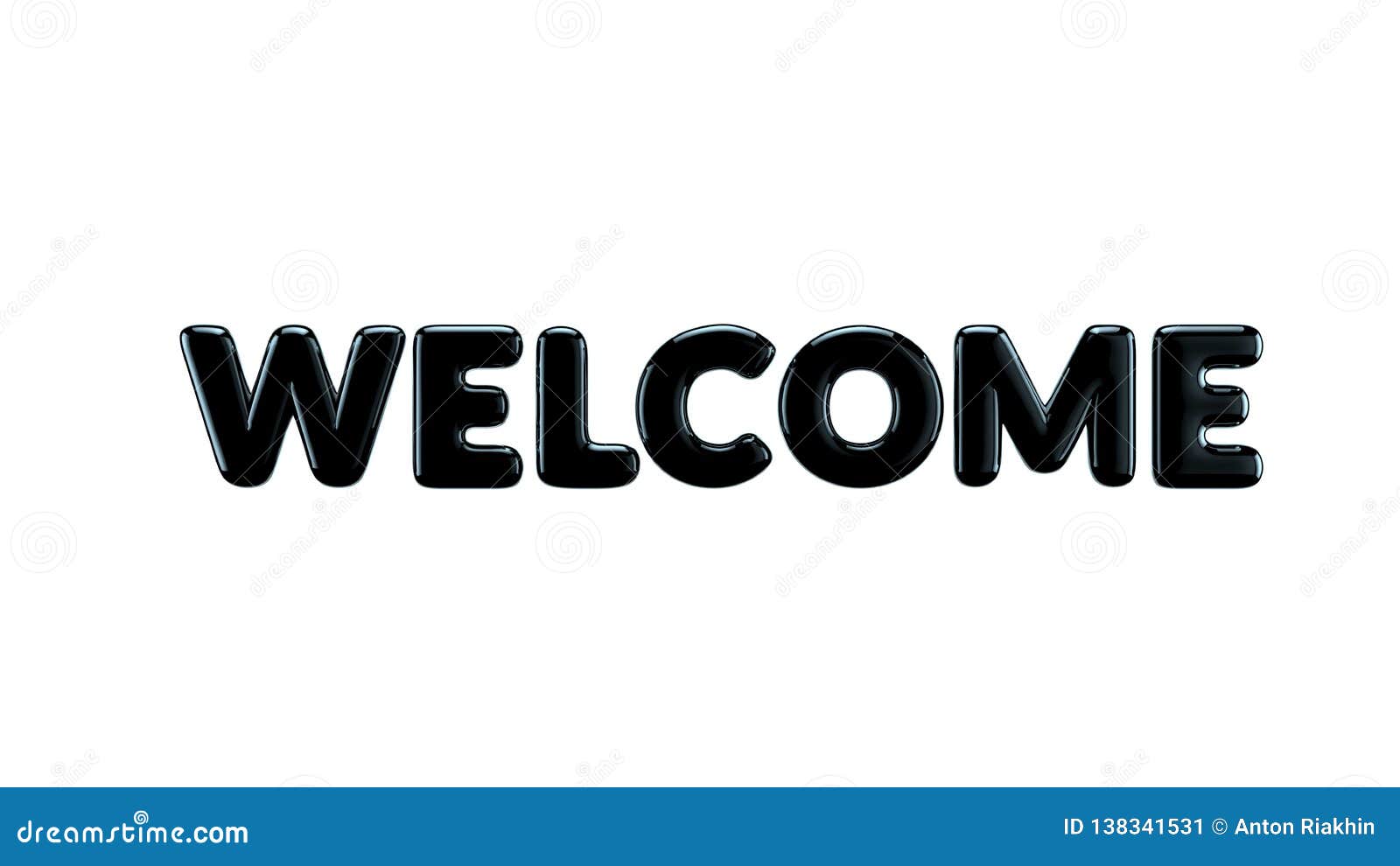 Glossy Title Welcome Font Isolated on White Background. 3D Rendering ...