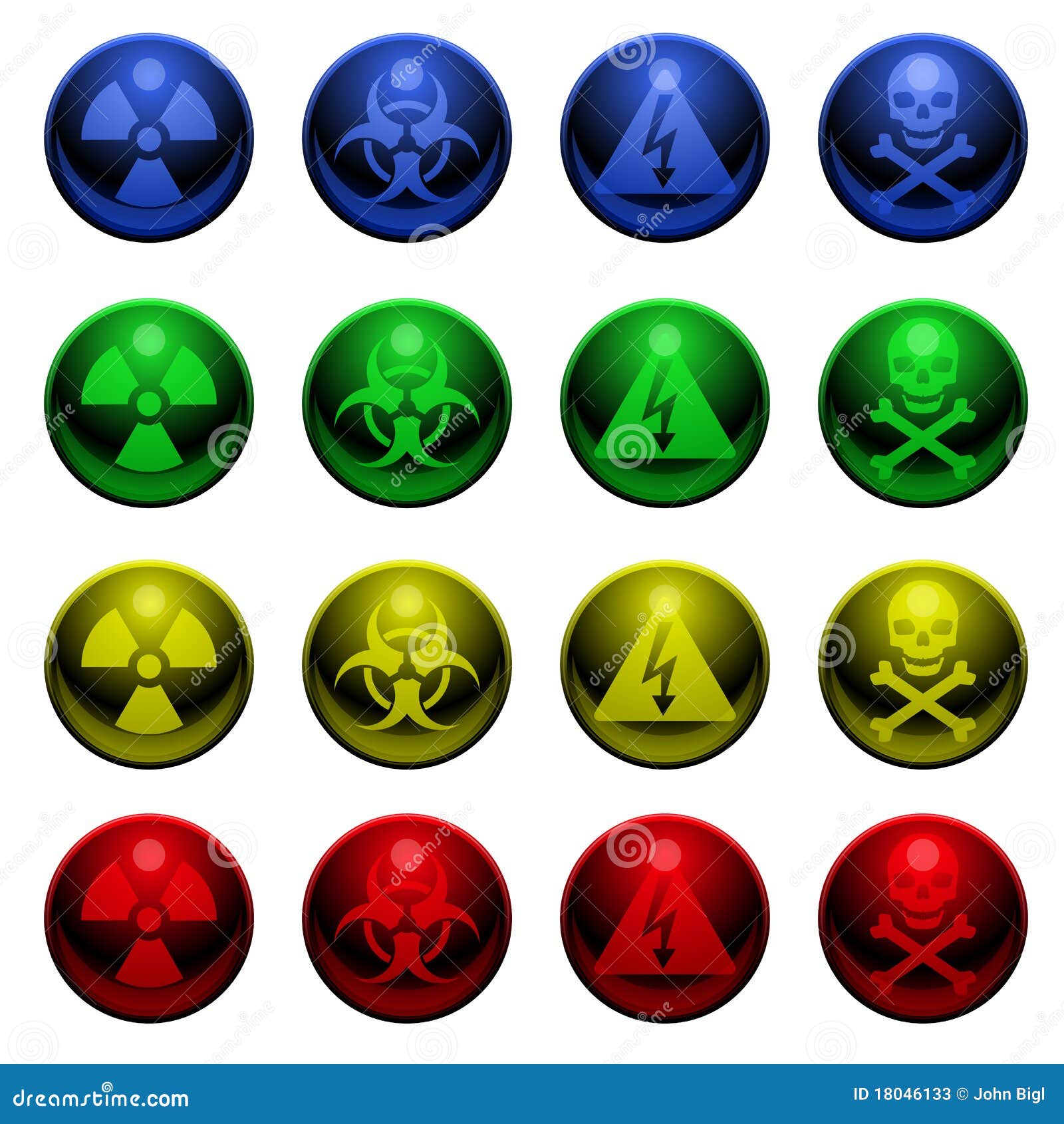 Glossy warning symbols stock vector. Illustration of symbol - 18046133