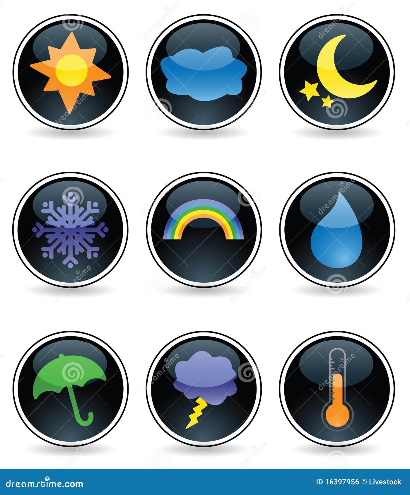 Glossy Weather Buttons stock vector. Illustration of circles - 16397956