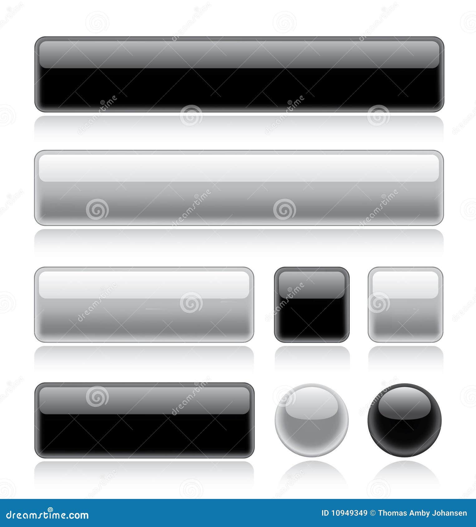 Glossy Web Buttons stock vector. Illustration of reflective - 10949349