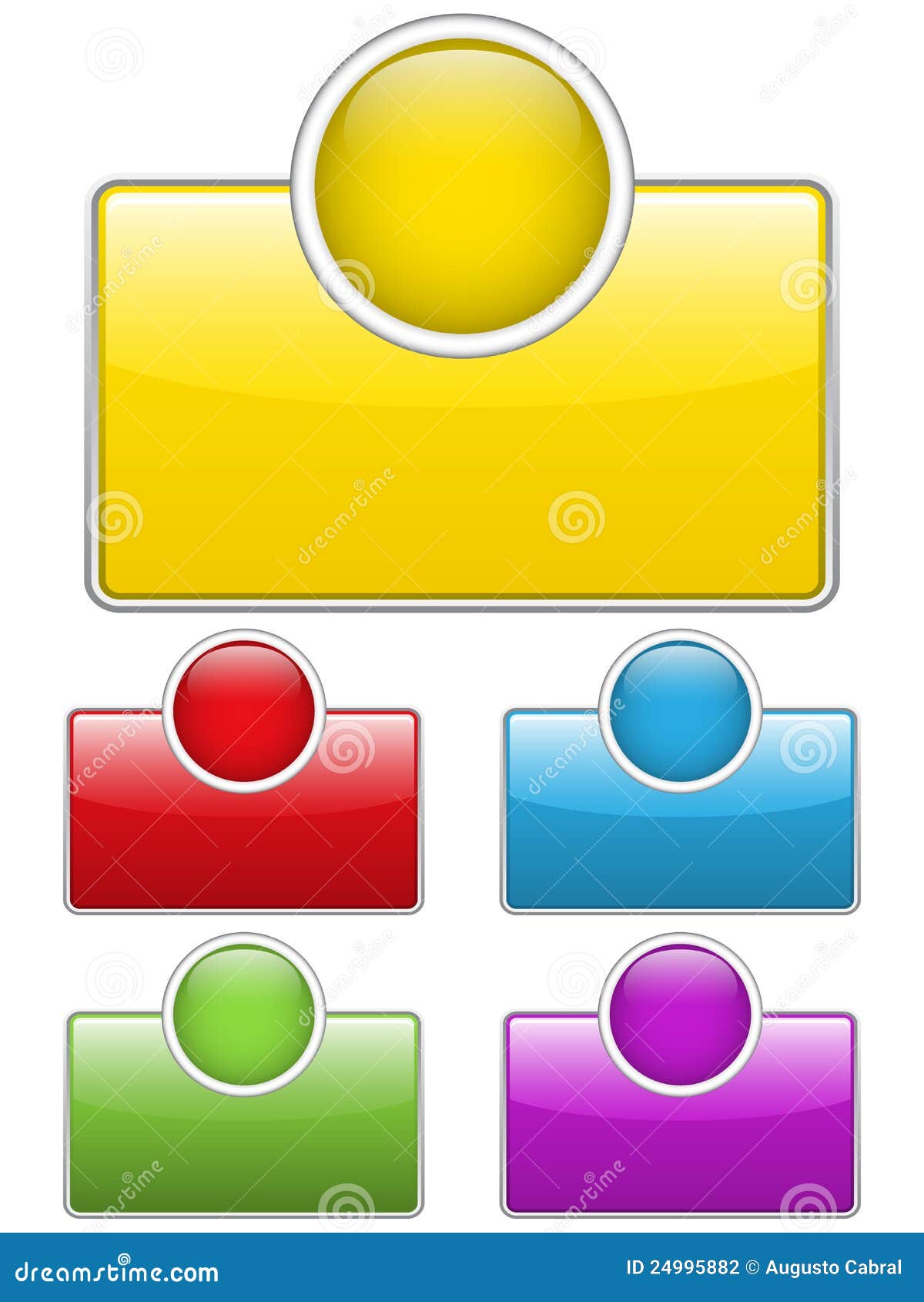 Glossy Web Buttons with Colored Boxes. Stock Vector - Illustration of ...